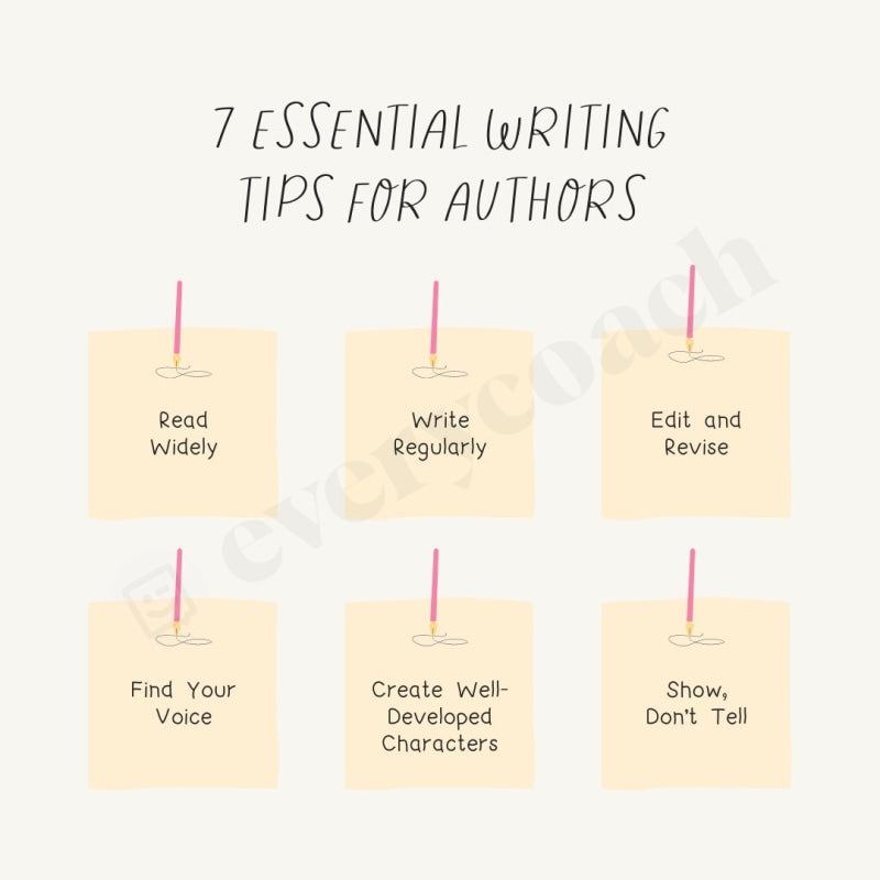 6 Essential Writing Tips For Authors Instagram Post Canva Template – everycoach