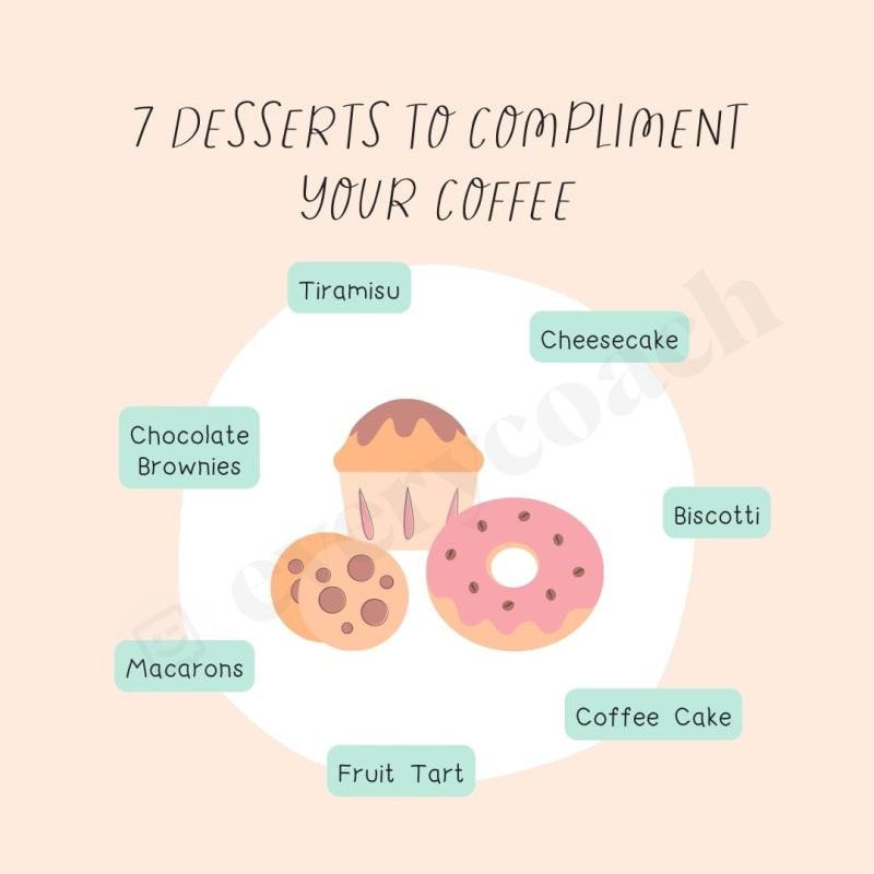 7 Desserts To Compliment Your Coffee Instagram Post Canva Template ...