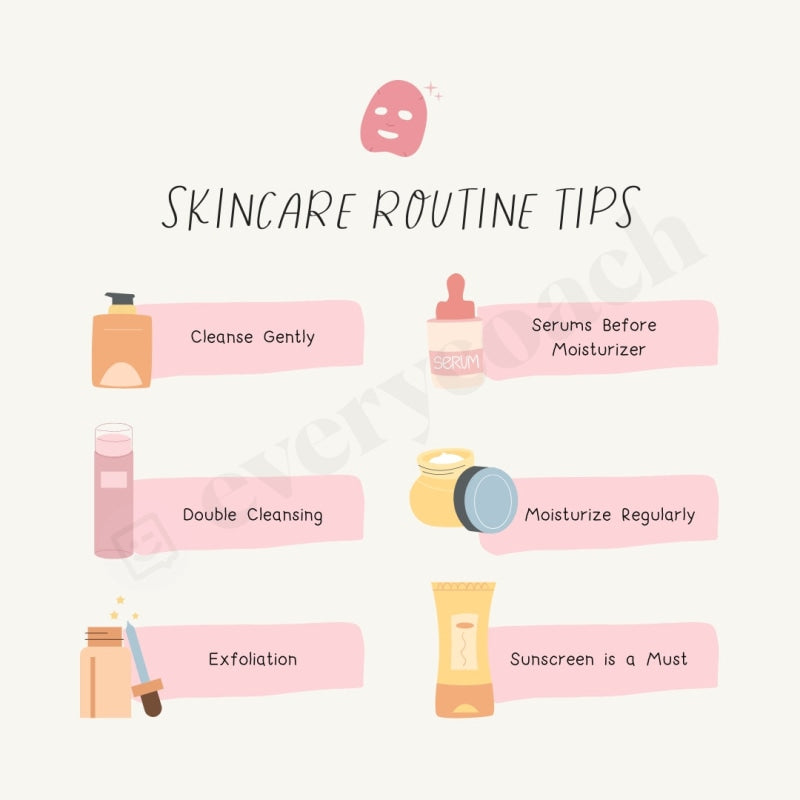 Skincare Routine Tips Instagram Post Canva Template – everycoach