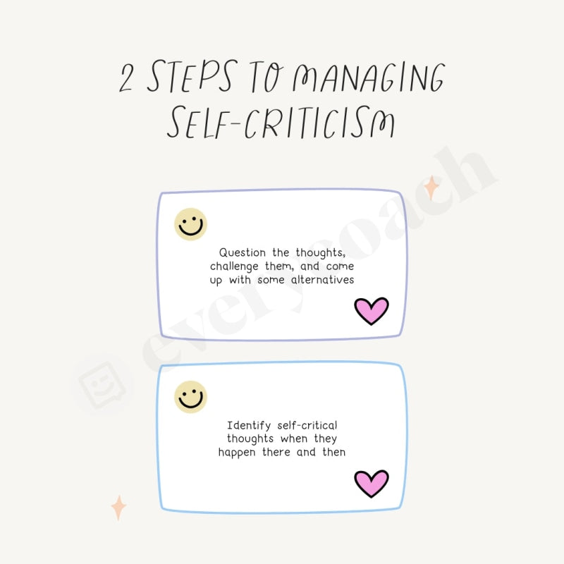 2 Steps to Managing Self-Criticism Instagram Post Canva Template ...