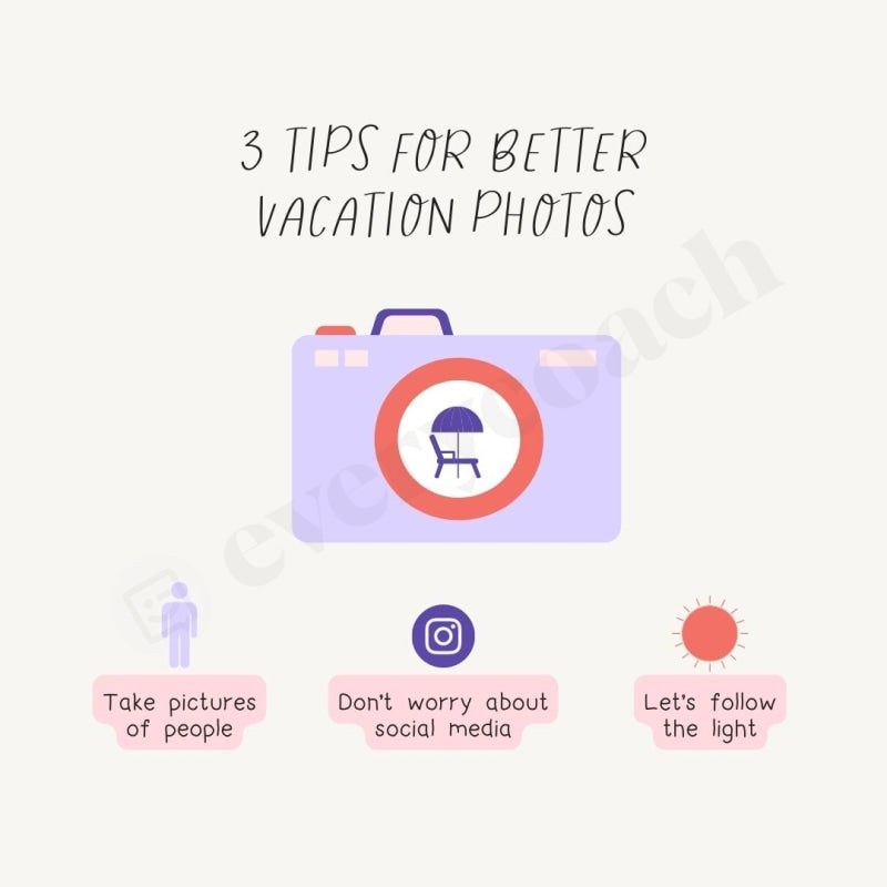 3 Tips for Better Vacation Photos Instagram Post Canva Template ...