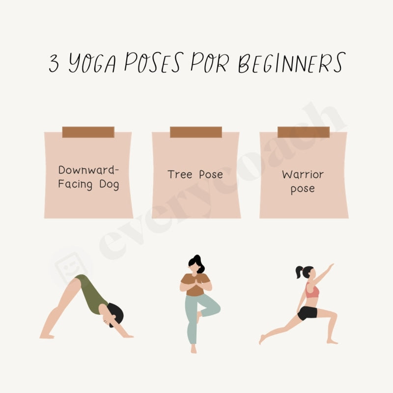 3 Yoga Poses Por Beginners Instagram Post Canva Template – everycoach