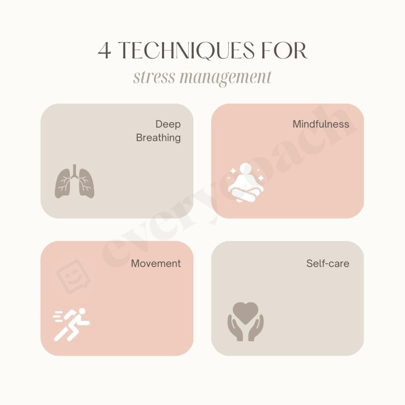 4 Techniques For Stress Management Instagram Post Canva Template ...