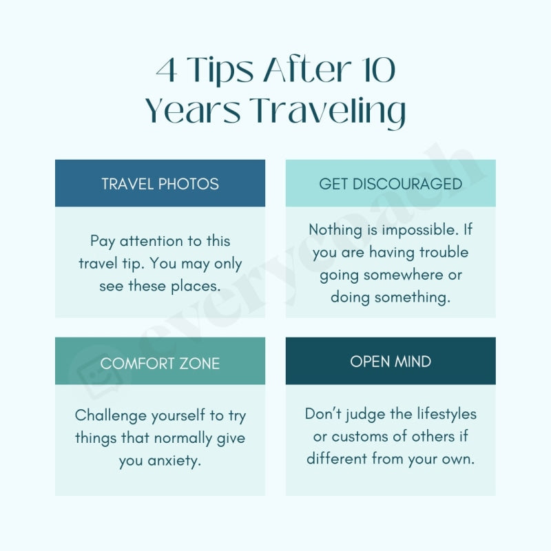 4 Tips After 10 Years Traveling Instagram Post Canva Template – everycoach