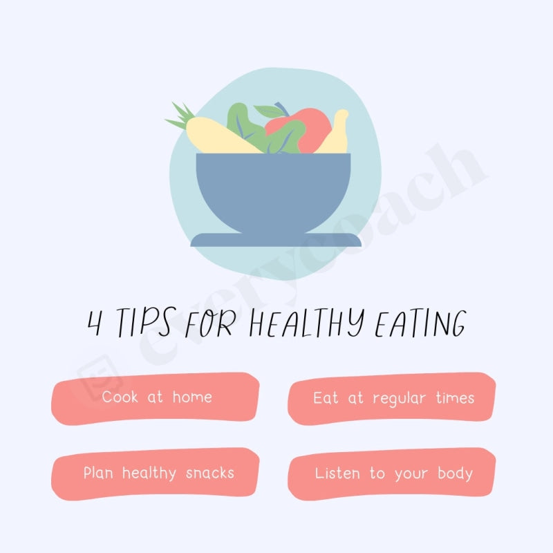 4 Tips for Healthy Eating Instagram Post Canva Template – everycoach