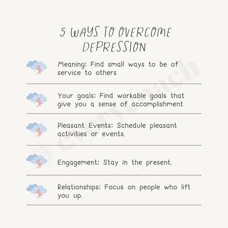 5 Ways to Overcome Depression Instagram Post Canva Template – everycoach