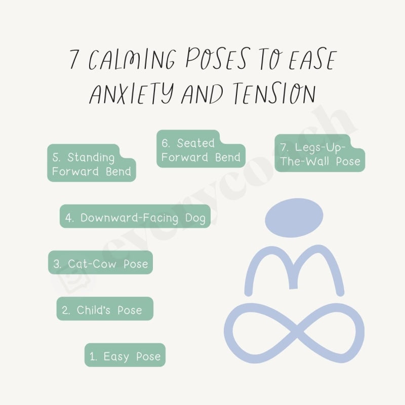 7 Calming Poses To Ease Anxiety And Tension Instagram Post Canva Templ ...