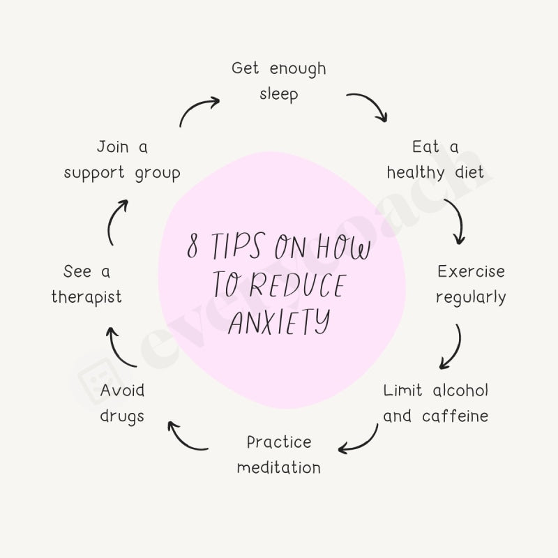 8 Tips on How to Reduce Anxiety Instagram Post Canva Template – everycoach