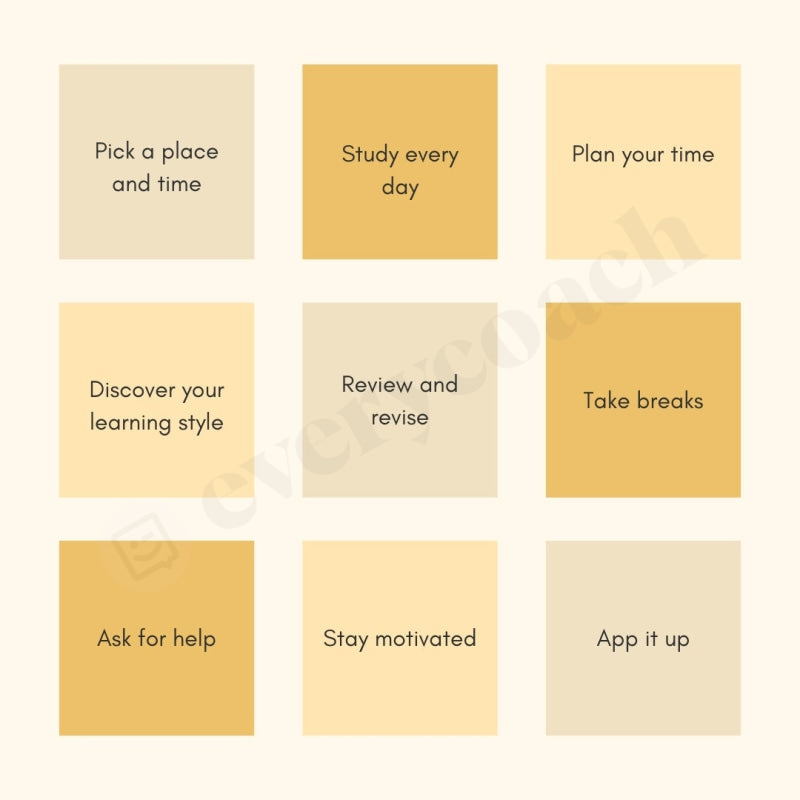 9 Ways to Maximize Your Study Time Instagram Post Canva Template – everycoach
