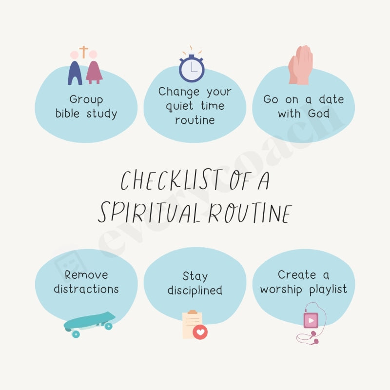 Checklist Of A Spiritual Routine Instagram Post Canva Template – everycoach