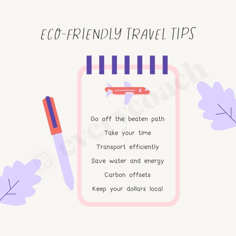 Eco-Friendly Travel Tips Instagram Post Canva Template – everycoach