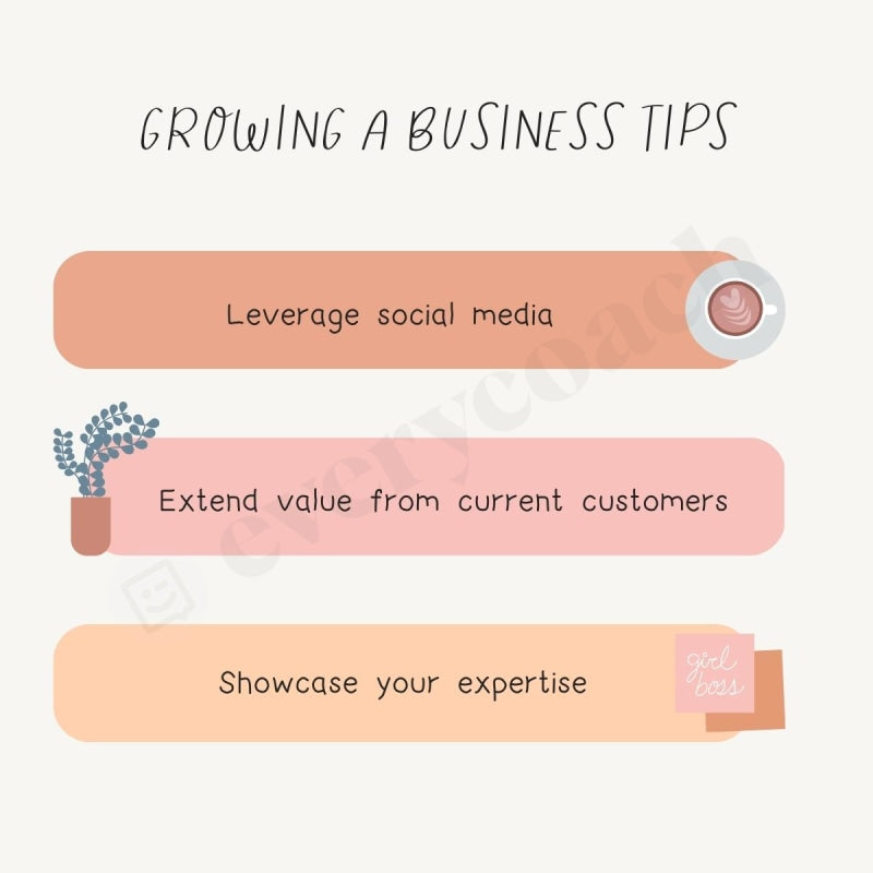 Growing a Business Tips Instagram Post Canva Template – everycoach