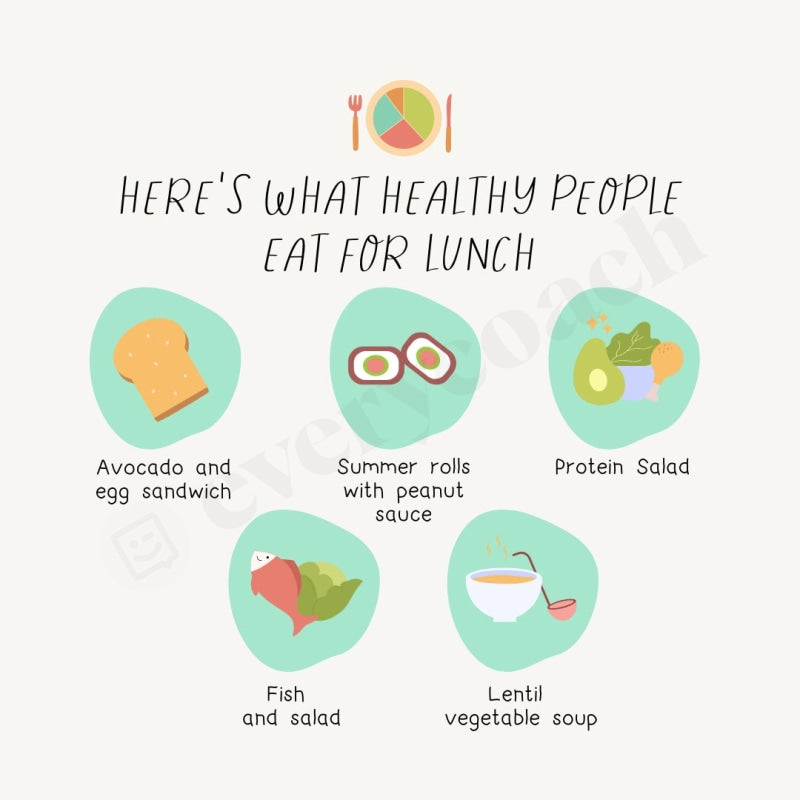 Here's What Healthy People Eat For Lunch Instagram Post Canva Template ...