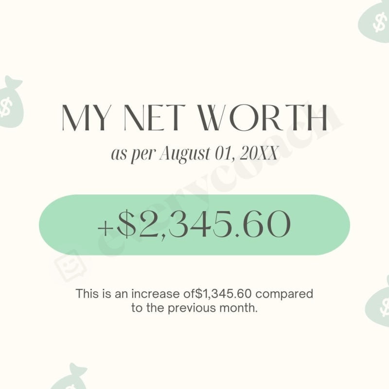 My Net Worth as Per August 01, 20XX Instagram Post Canva Template ...