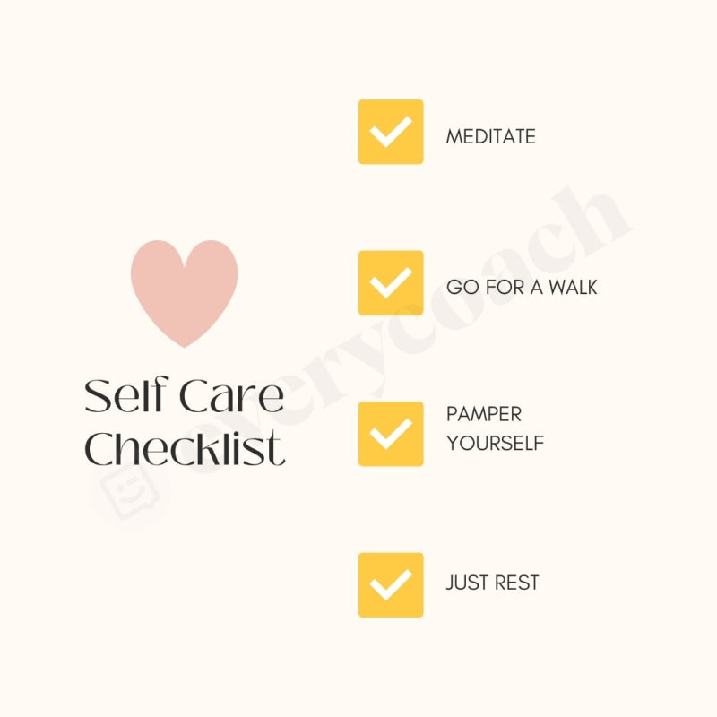 Self Care Checklist Instagram Post Canva Template – everycoach