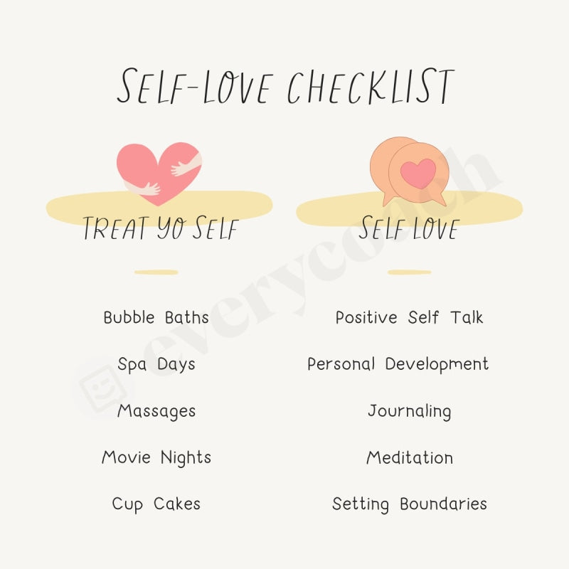 Self-Love Checklist Instagram Post Canva Template – everycoach