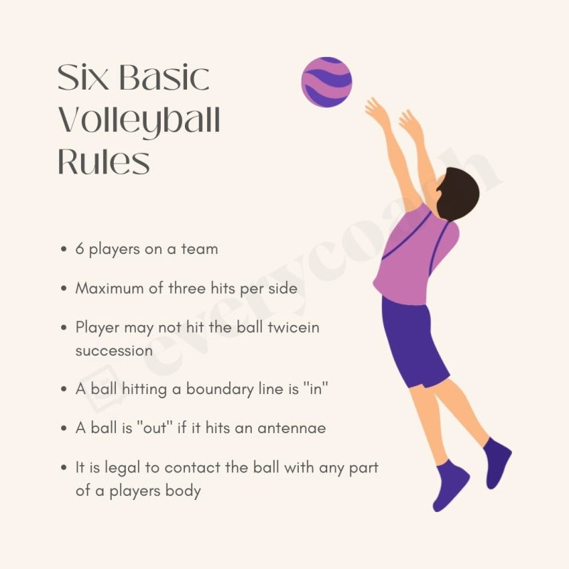 Six Basic Volleyball Rules Instagram Post Canva Template – everycoach