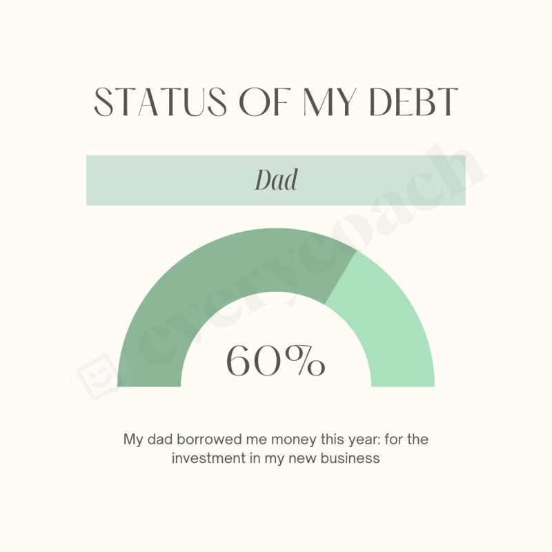 Status of My Debt Dad Instagram Post Canva Template – everycoach