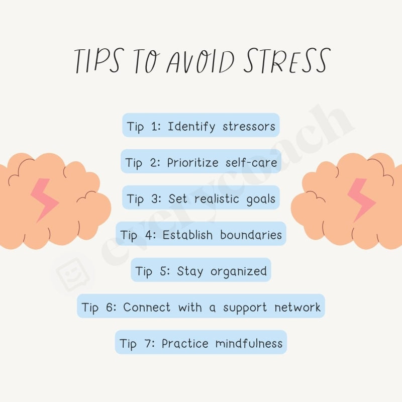 Tips To Avoid Stress Instagram Post Canva Template – everycoach
