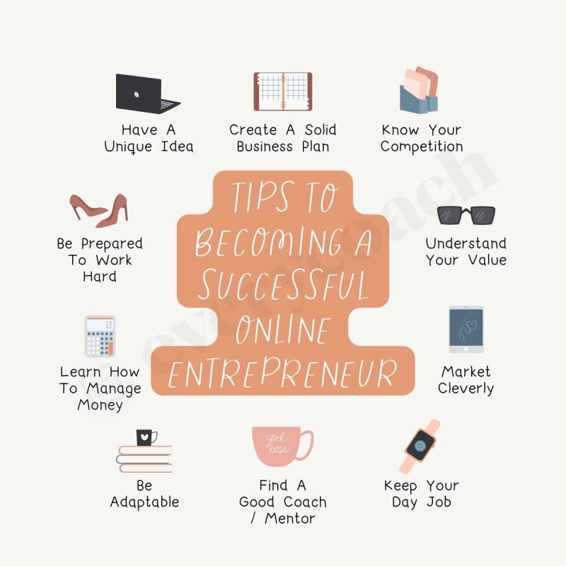 Tips to Becoming a Successful Online Entrepreneur Instagram Post Canva ...