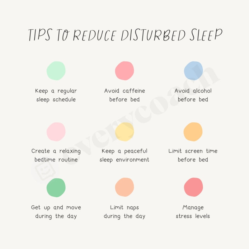 Tips to Reduce Disturbed Sleep Instagram Post Canva Template – everycoach
