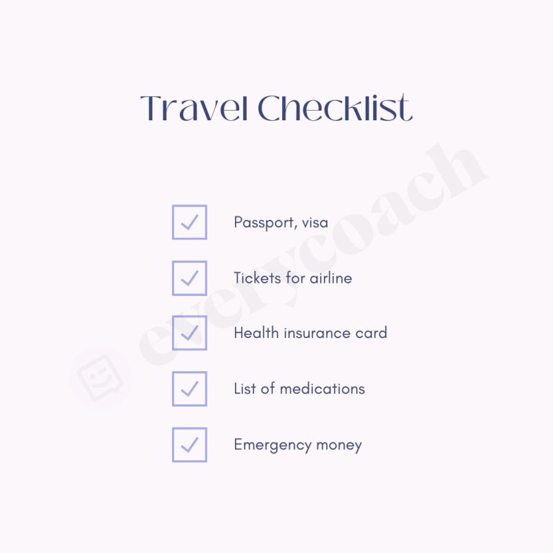 Travel Checklist Instagram Post Canva Template – everycoach